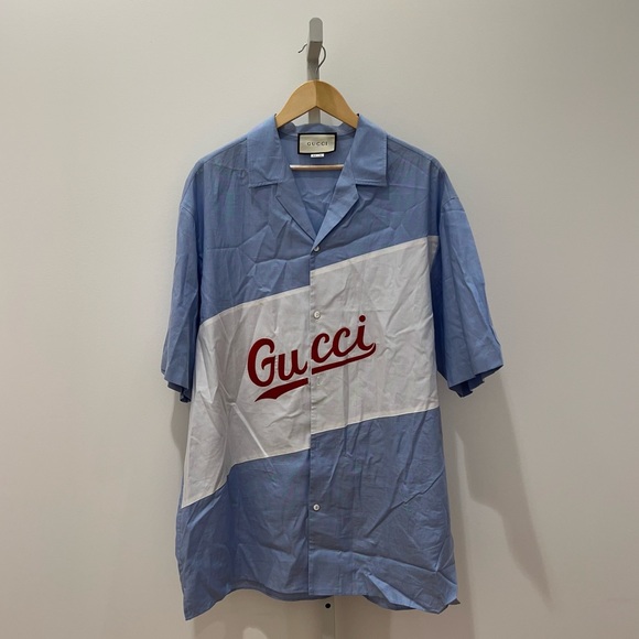Gucci | Shirts | Gucci Blue Button Up | Poshmark